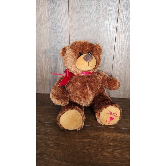 Toys | Vintage Family Christian Jesus Loves Me Embroidered Brown Teddy ...